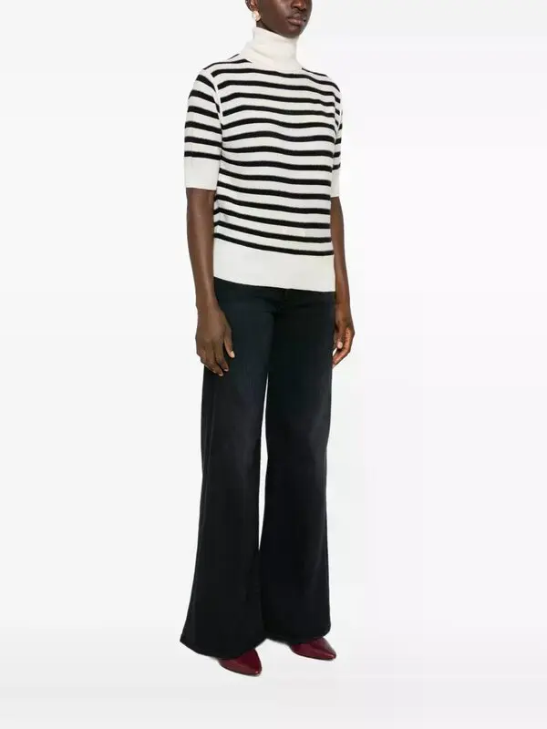 ALLUDE Striped Turtleneck Sweater