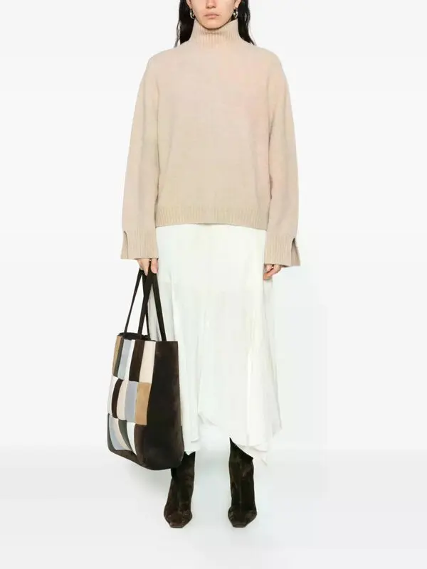 ALLUDE High-neck Sweater With Split Cuffs