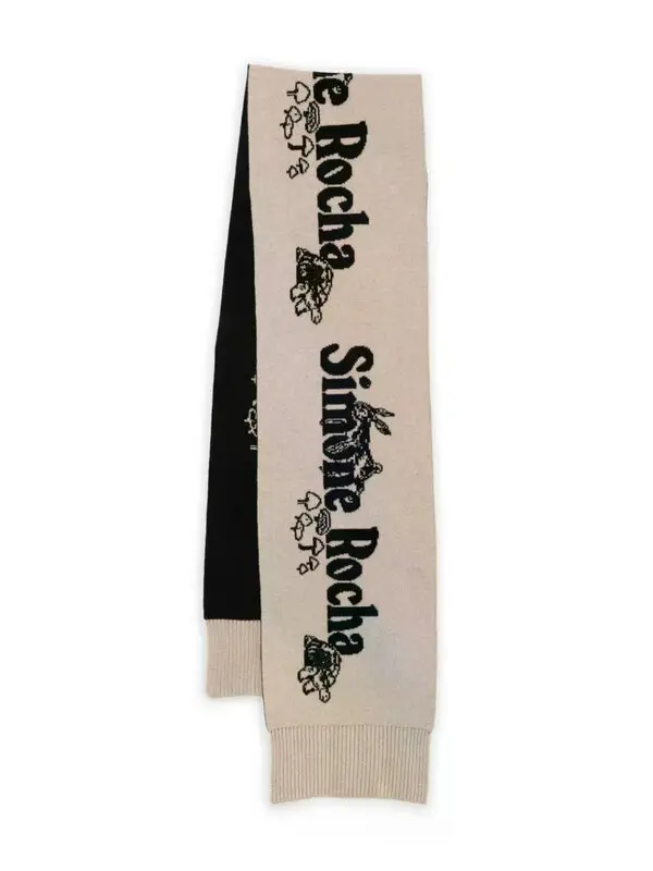 Simone Rocha Graphic-print Knitted Scarf - Neutrals