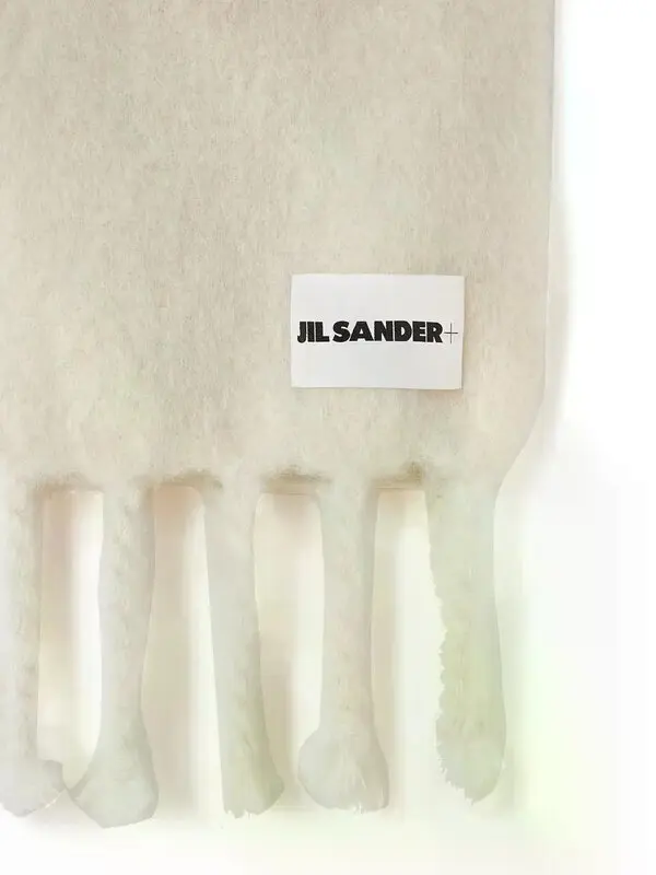 JIL SANDER Logo-patch Chunky-knit Scarf - Neutrals