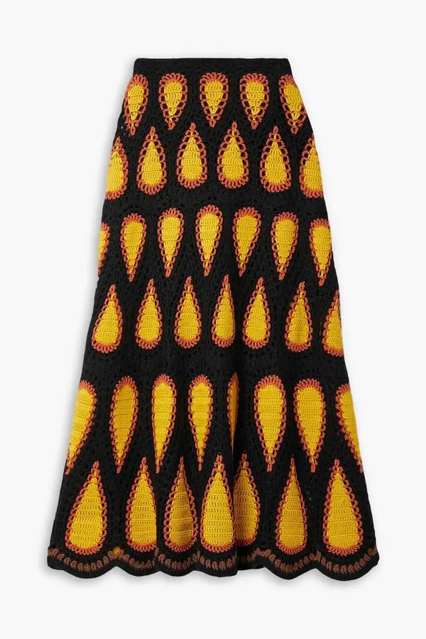 Gabriela Hearst Cleo Crocheted Cashmere Maxi Skirt - Yellow