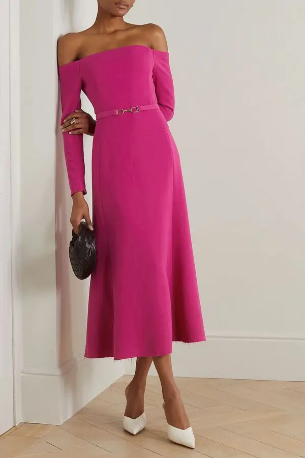 Gabriela Hearst Carole Off-the-shoulder Wool-crepe Dress