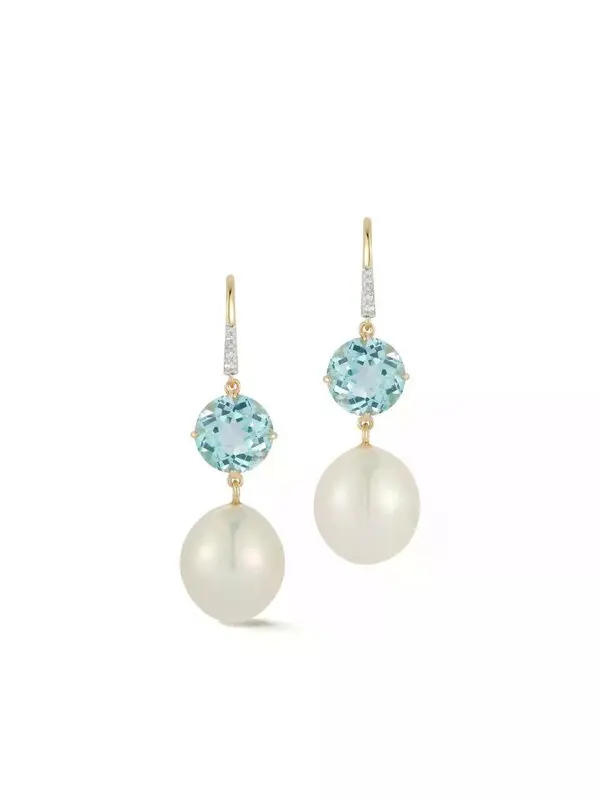 Mateo 14k Yellow Gold Multi-stone Drop Earrings - Blue