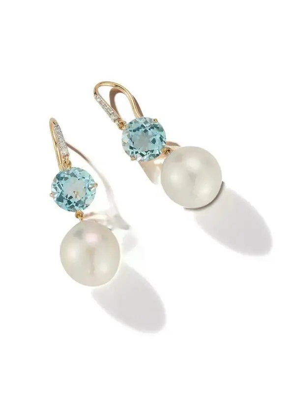 Mateo 14k Yellow Gold Multi-stone Drop Earrings - Blue