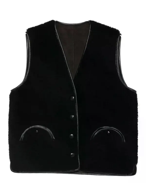 BLAZÉ MILANO Leather-trimmed Shearling Gilet