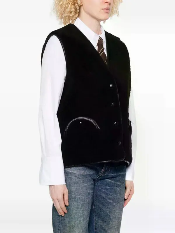 BLAZÉ MILANO Leather-trimmed Shearling Gilet