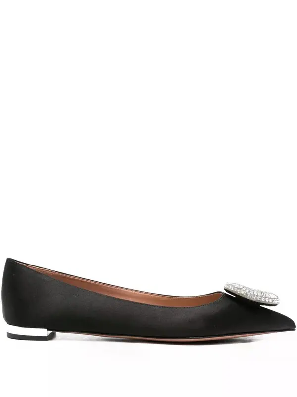 AQUAZZURA Crystal-embellished Flat Pumps - Black