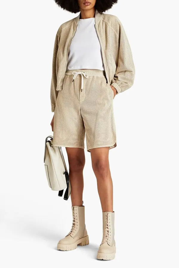 Brunello Cucinelli Perforated Suede Shorts