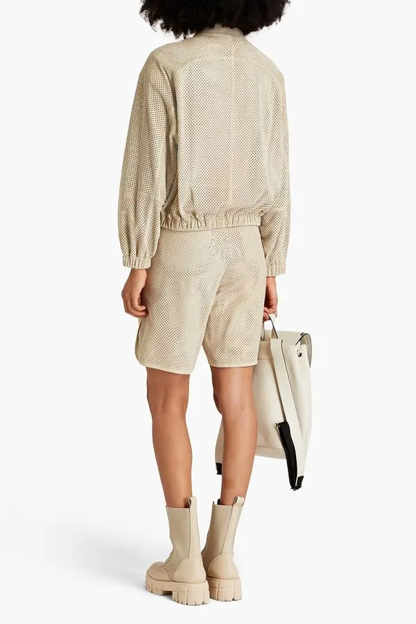 Brunello Cucinelli Perforated Suede Shorts