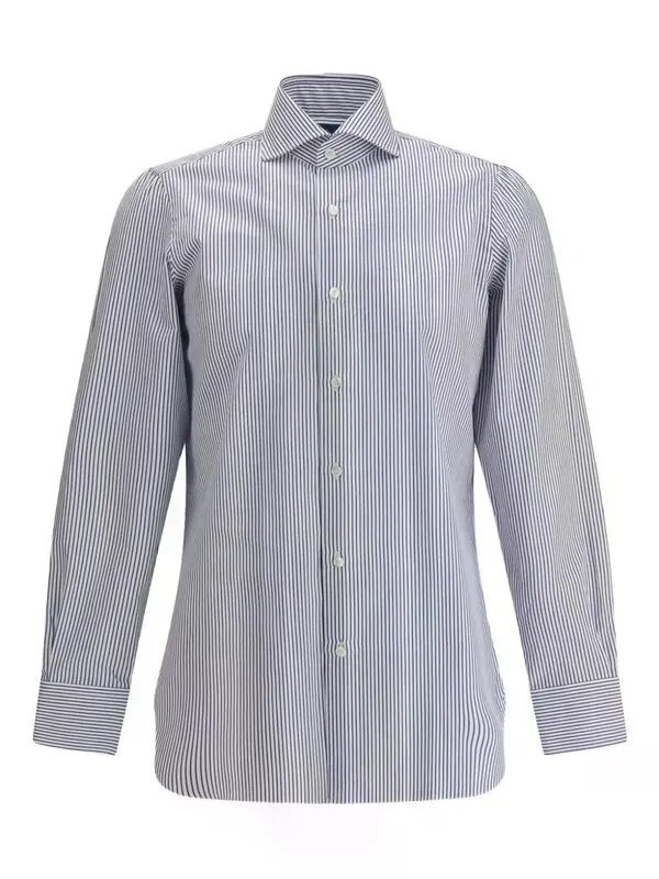 FINAMORE 1925 Striped Long-sleeved Shirt - White