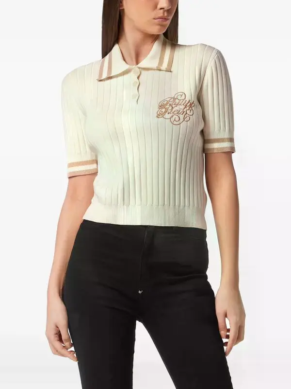 Philipp Plein Logo-embroidered Polo Top - White