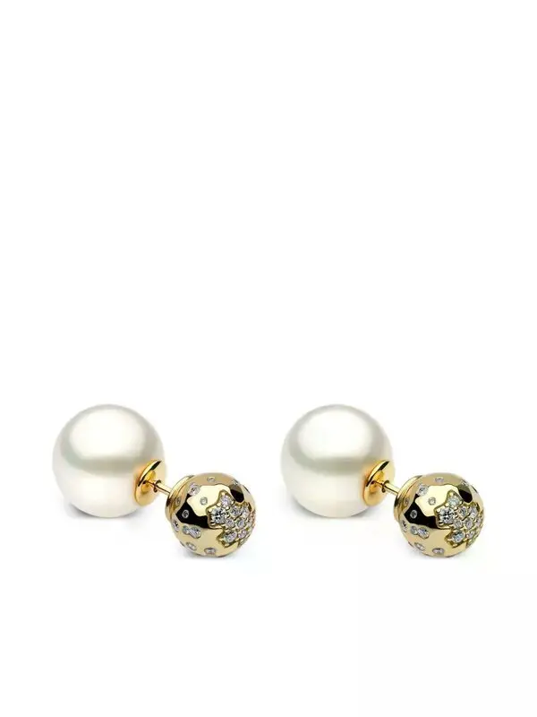 Yoko London 18k Gold South Sea Pearl And Diamond Earrings - Yellow