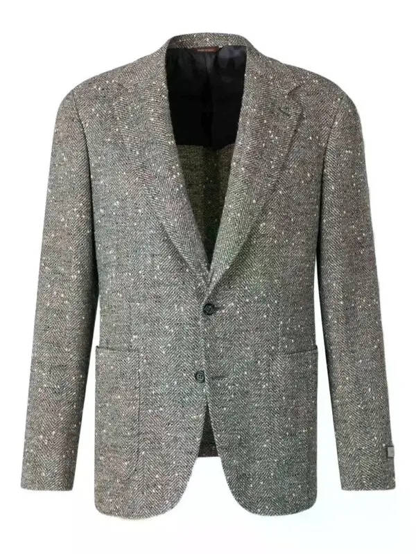 Canali Herringbone Speckled Single-breasted Blazer