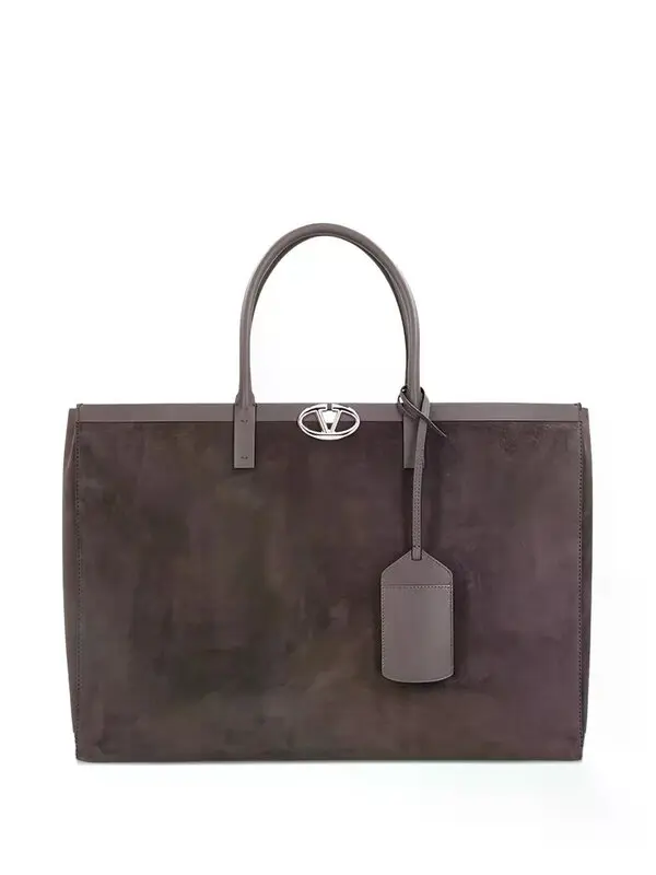 Valentino Garavani Vlogo Suede Tote - Brown