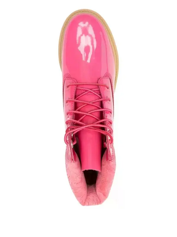 Timberland Patent-leather Lace-up Boots - Pink