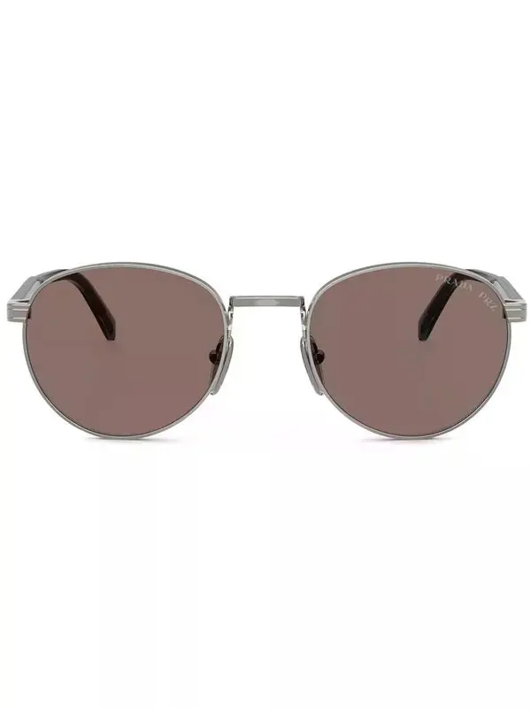 Prada Piombo Round Frame Sunglasses - Grey