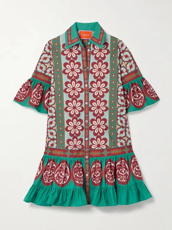 La DoubleJ Choux Floral-print Mini Shirt Dress - Multi