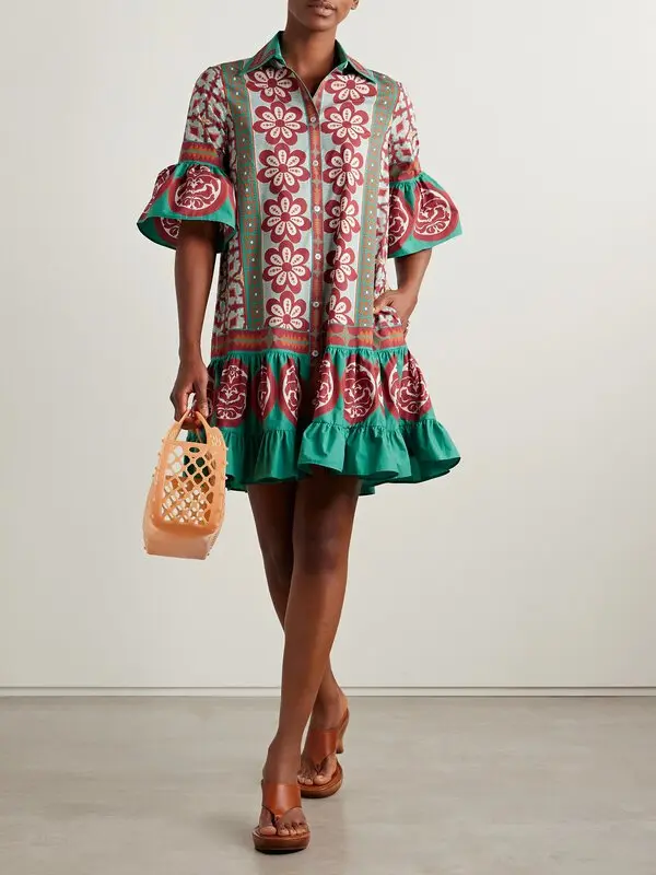 La DoubleJ Choux Floral-print Mini Shirt Dress - Multi