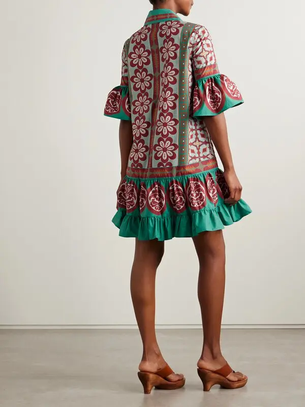 La DoubleJ Choux Floral-print Mini Shirt Dress - Multi