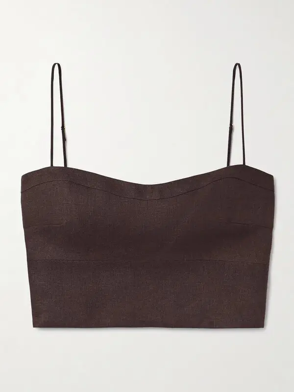 Adam Lippes Bex Cropped Linen Top