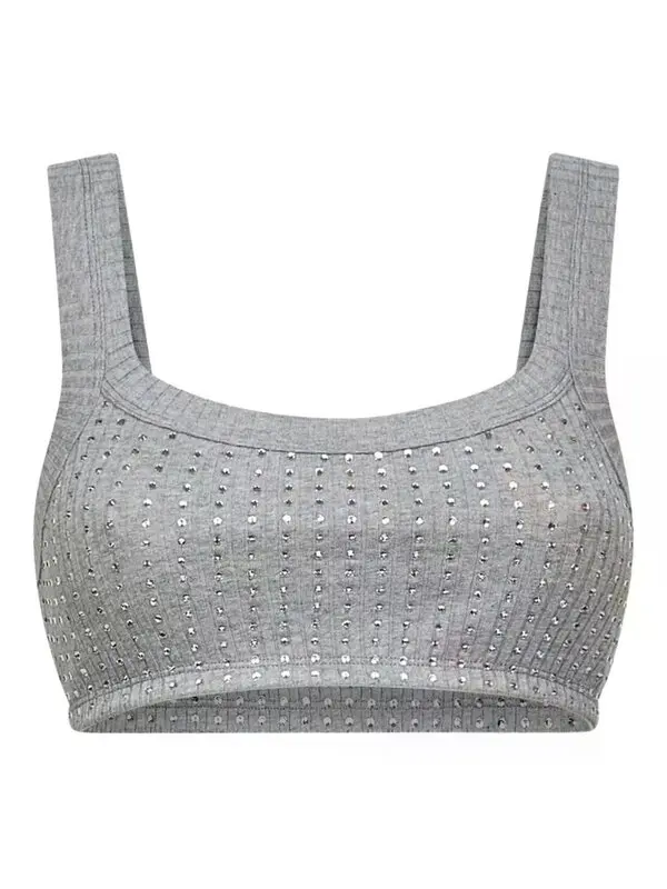 Attico Crystal-embellished Ribbed Top