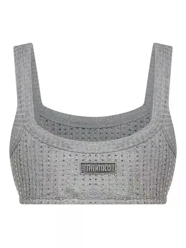 Attico Crystal-embellished Ribbed Top