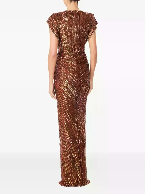 Jenny Packham Sequin-embellished V-neck Maxi Dress
