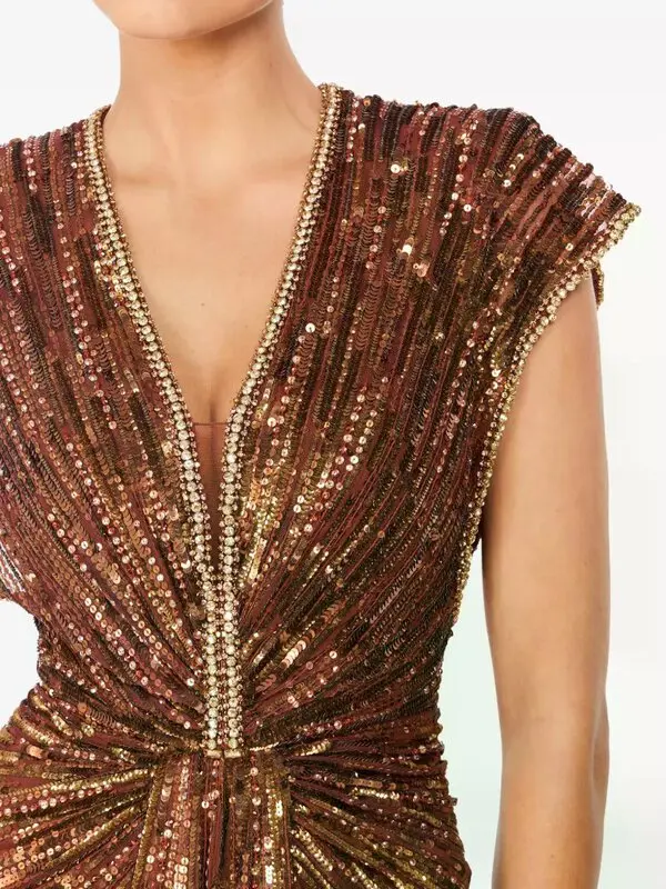 Jenny Packham Sequin-embellished V-neck Maxi Dress
