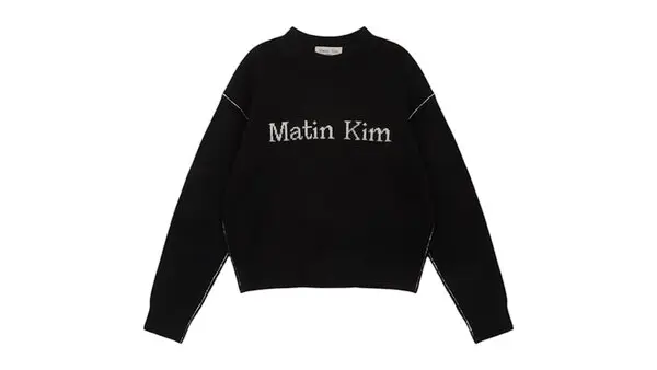 MATIN KIM Line Point Logo Knit Pullover