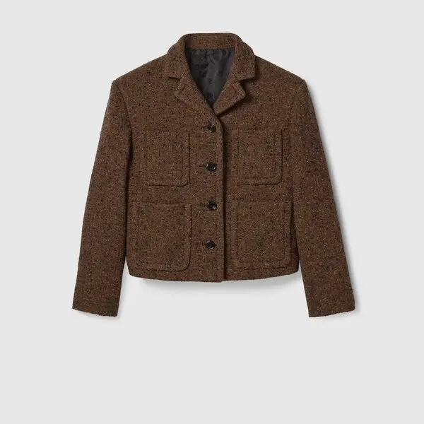 Gucci Seeded Wool Cropped Jacket