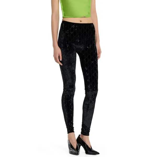 Gucci Gg Crystal Embroidered Leggings