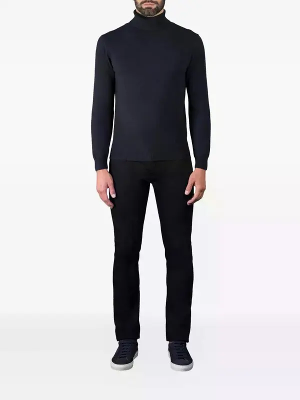 MOORER Roll-neck Sweater - Blue