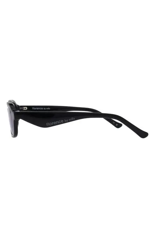 FLORENCE BY MILLS 49mm Rectangular Sunglasses - Gloss Black