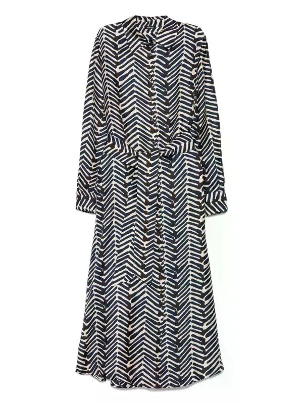 Kiton Geometric-print Belted Shirt Dress
