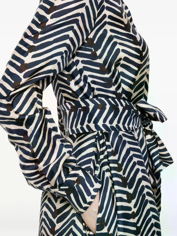 Kiton Geometric-print Belted Shirt Dress