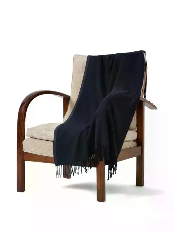 Brunello Cucinelli Cashmere Fringed-edges Blankets - Blue