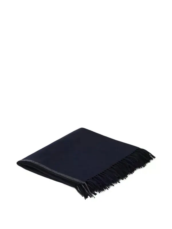 Brunello Cucinelli Cashmere Fringed-edges Blankets - Blue