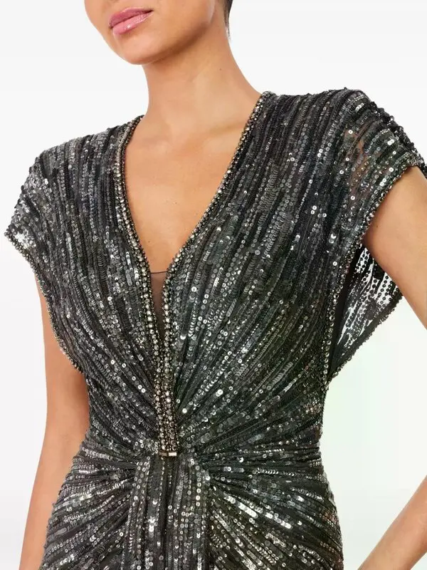 Jenny Packham Zola Sequin-embellished Maxi Dress - Grey