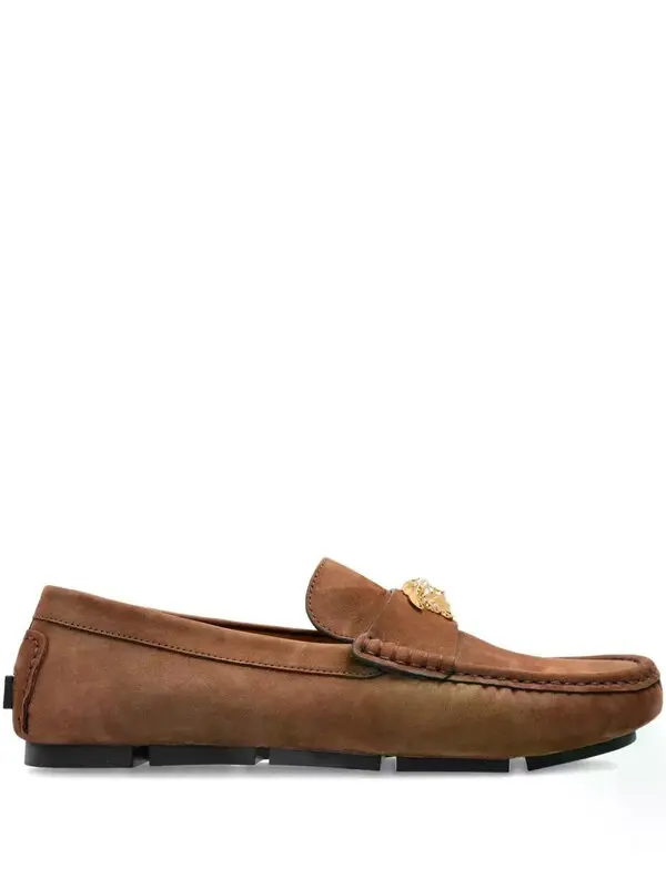 Versace Medusa Leather Loafers - Brown