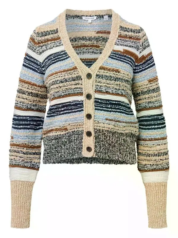 Veronica Beard Striped Button-closure Cardigan - Neutrals