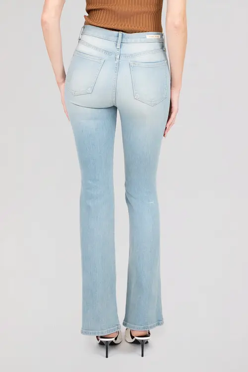 RUDES DENIM Isabella Mini Flare Jeans - Bleu Clair