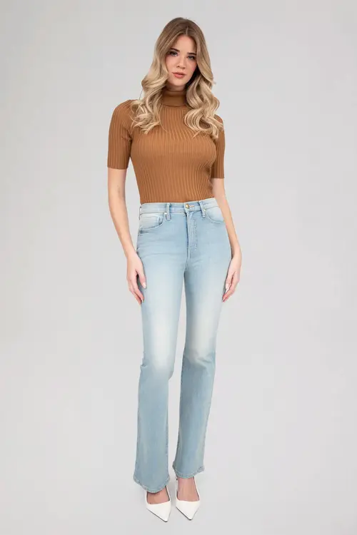 RUDES DENIM Isabella Mini Flare Jeans - Bleu Clair