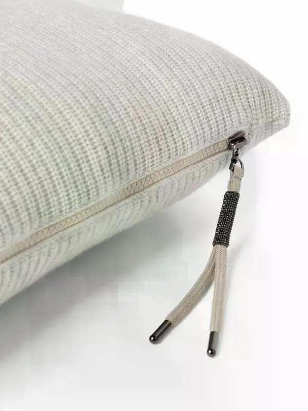 Brunello Cucinelli Ribbed-knit Zip-fastening Cushion - Grey