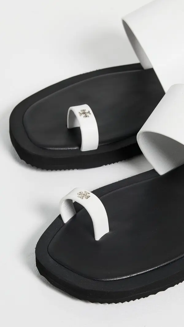 Tory Burch Toe Ring Flip Flops - Cloud/perfect Black