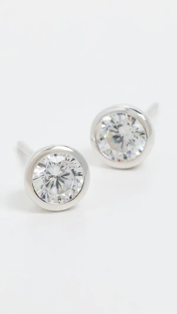 Shashi Solitaire Bezel Stud Earrings