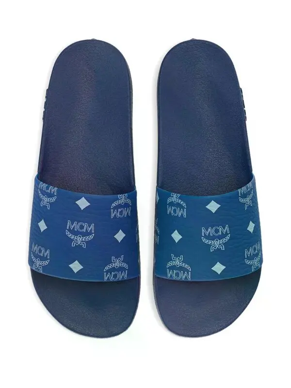 Mcm Monogram Print Slides - Blue