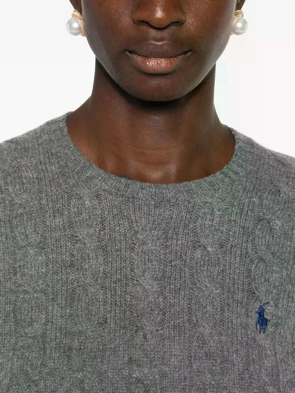 Polo Ralph Lauren Wool And Cashmere Cable-knit Crewneck Sweater - Grey