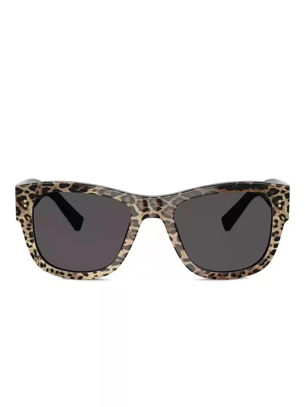 Dolce & Gabbana Leopard-print Square Sunglasses - Black