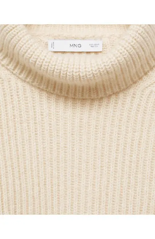 Mango Turtleneck Cotton & Wool Rib Sweater