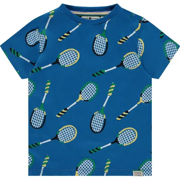STAINS AND STORIES BY BABYFACE Allover Print T-shirt - Racquet In River